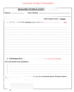 Formulaire de demande d'explication avec réponse | Outils | Phenix d'Or